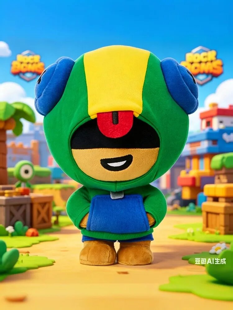 Мягкая игрушка 25 с Плюшевая игрушка Леон Бравл Старс 25 см для дома и офиса, подарок на праздник