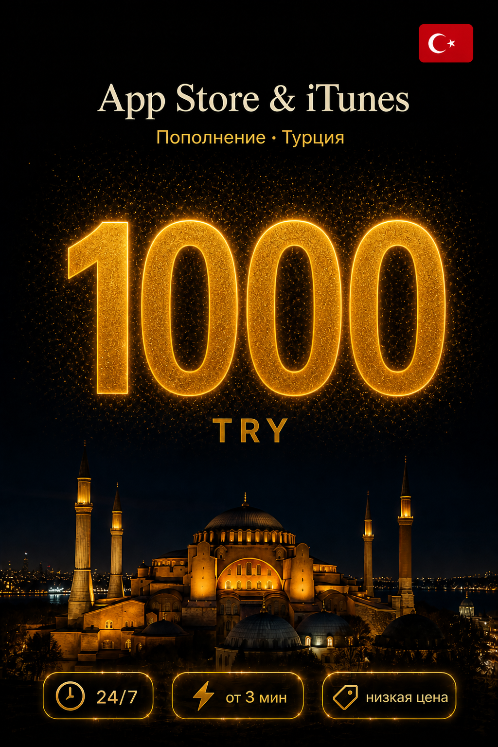 App Store & iTunes Turkey 1000 TRY цифровой код / Apple ID Турция 1000 TRY пополнение / Gift Card