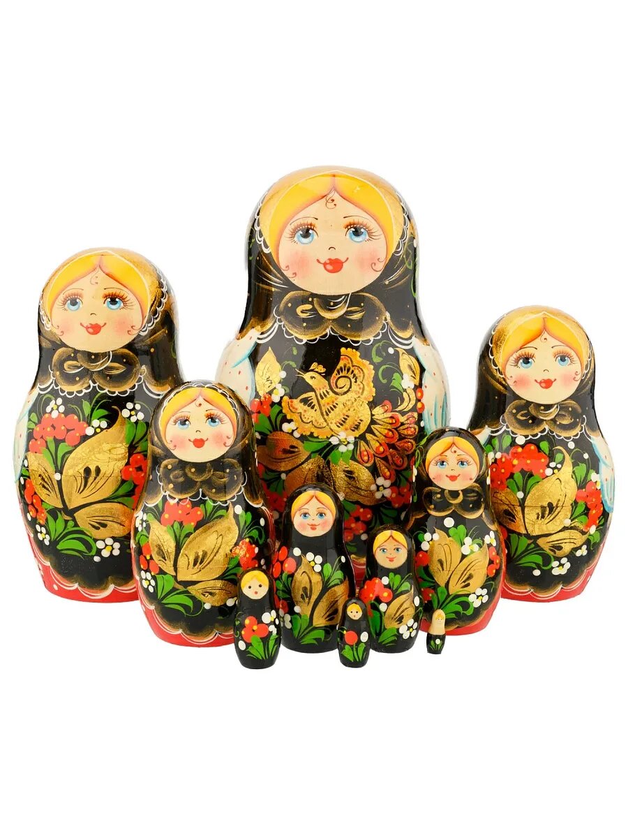 Матрешка "Жар-птица" 10 мест, 21 см