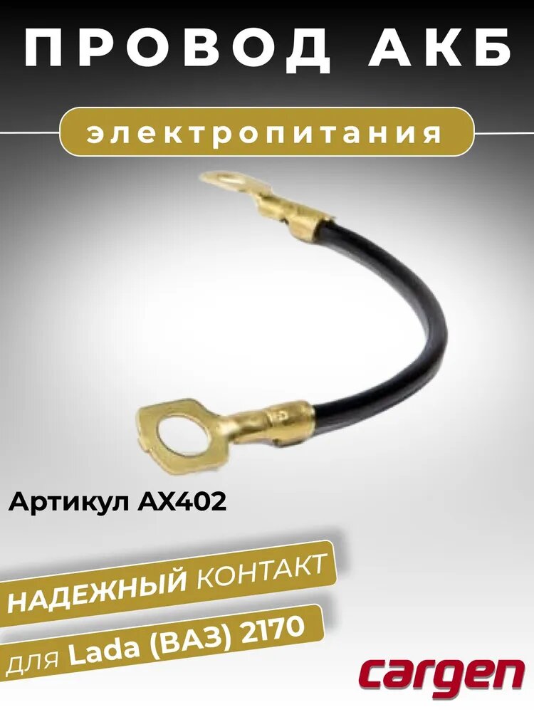 Провод массы для аккумуляторного жгута АКБ для ВАЗ Лада Приора 2170 длина 290 мм сечение 10 мм. кв. наконечники 8.2 мм.