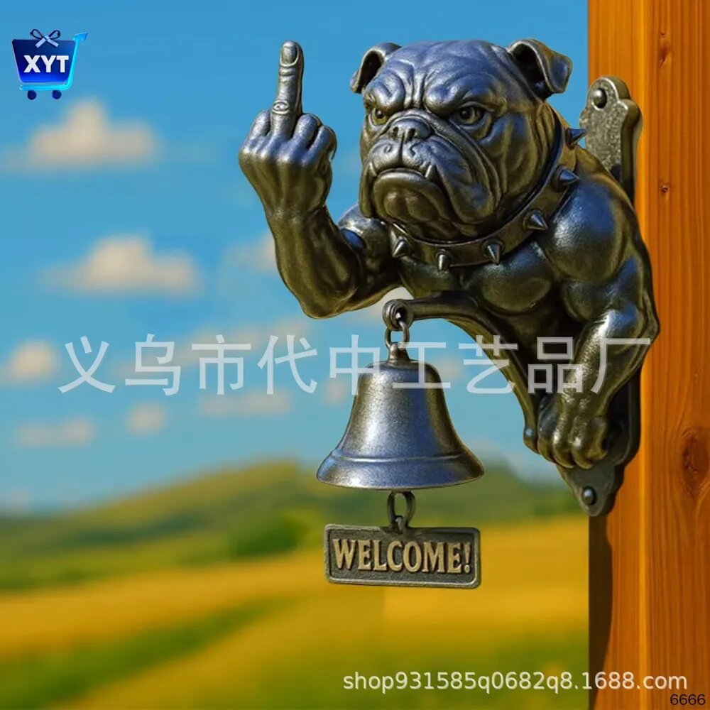 Звонок дверной "Бульдог" с табличкой WELCOME, серый металлик — фото 1