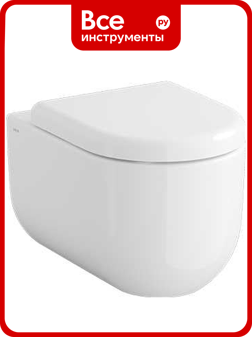 Подвесной унитаз VitrA Liquid безободковый, санфарфор, антибактериальное покрытие, микролифт, белый, современный
