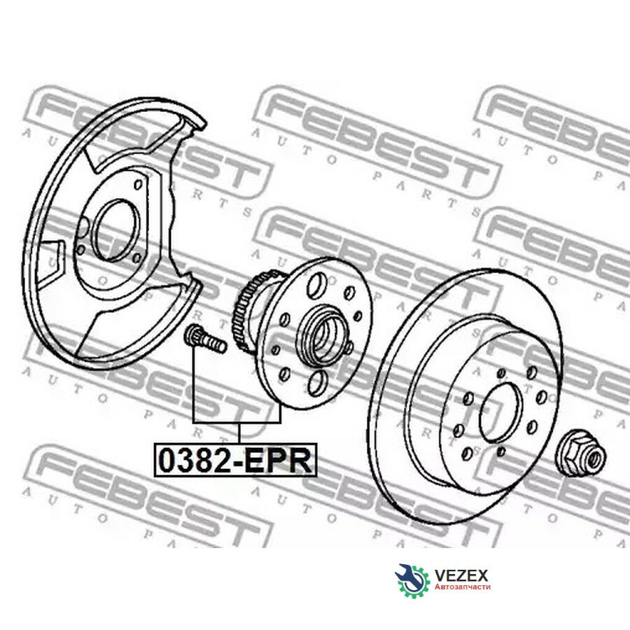 FEBEST 0382EPR к-т подшипника ступ. зад!\ Honda Civic 1.3-1.7 01-06 disk без ABS