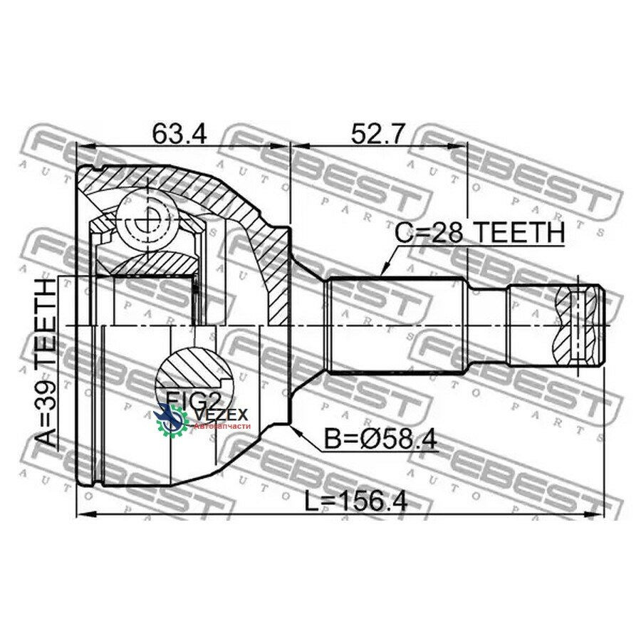 FEBEST 2510-3084B ШРУС внешний CITROEN JUMPER III/ RELAY III 2006- 2510-3084B