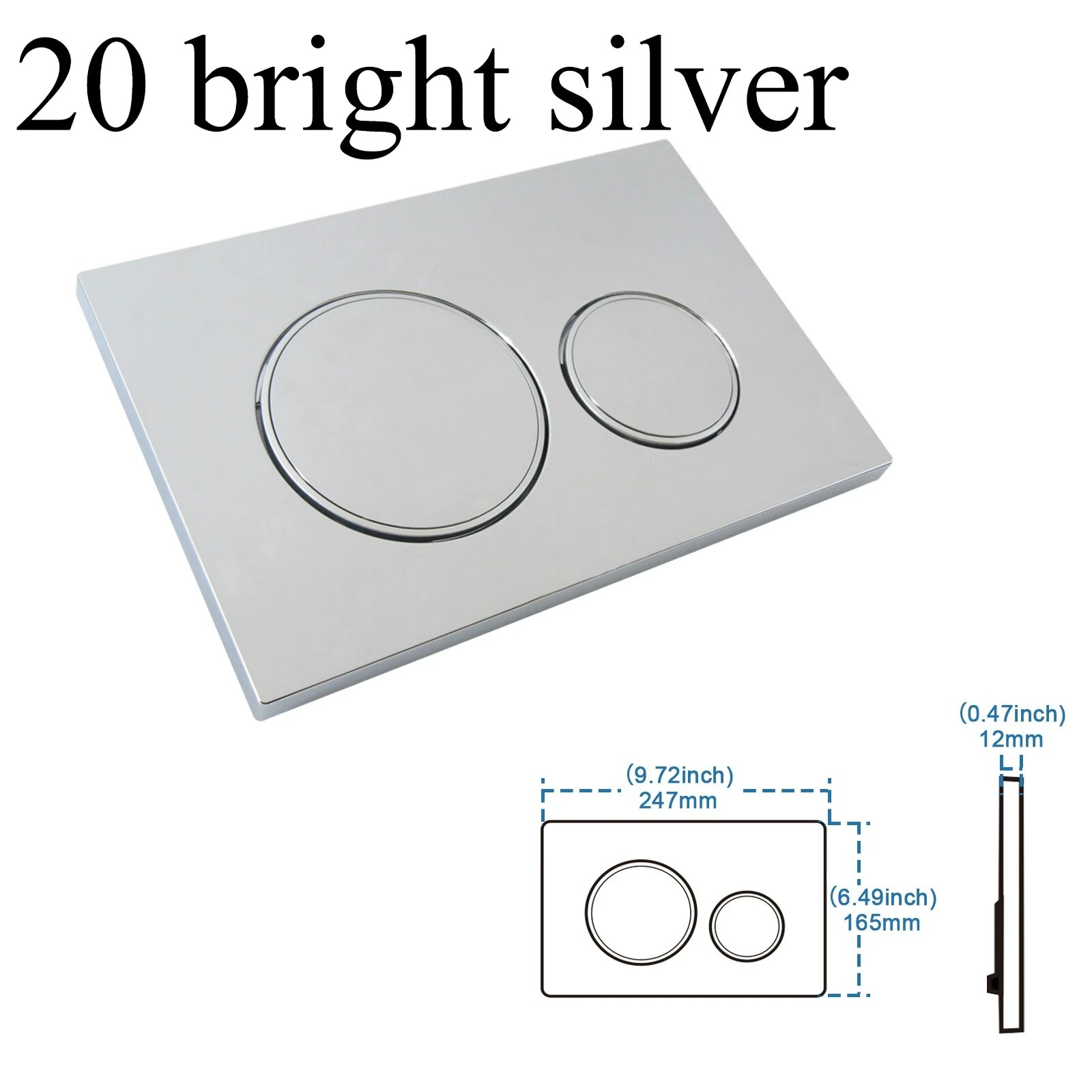 Кнопка смыва унитаза, цвет 20 bright silver