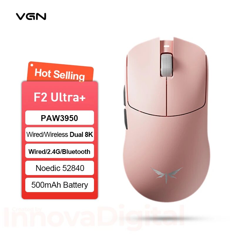 Беспроводная игровая мышь VGN Dragonfly F2 Pro Max Ultra Розовый, Ultra Plus Pink