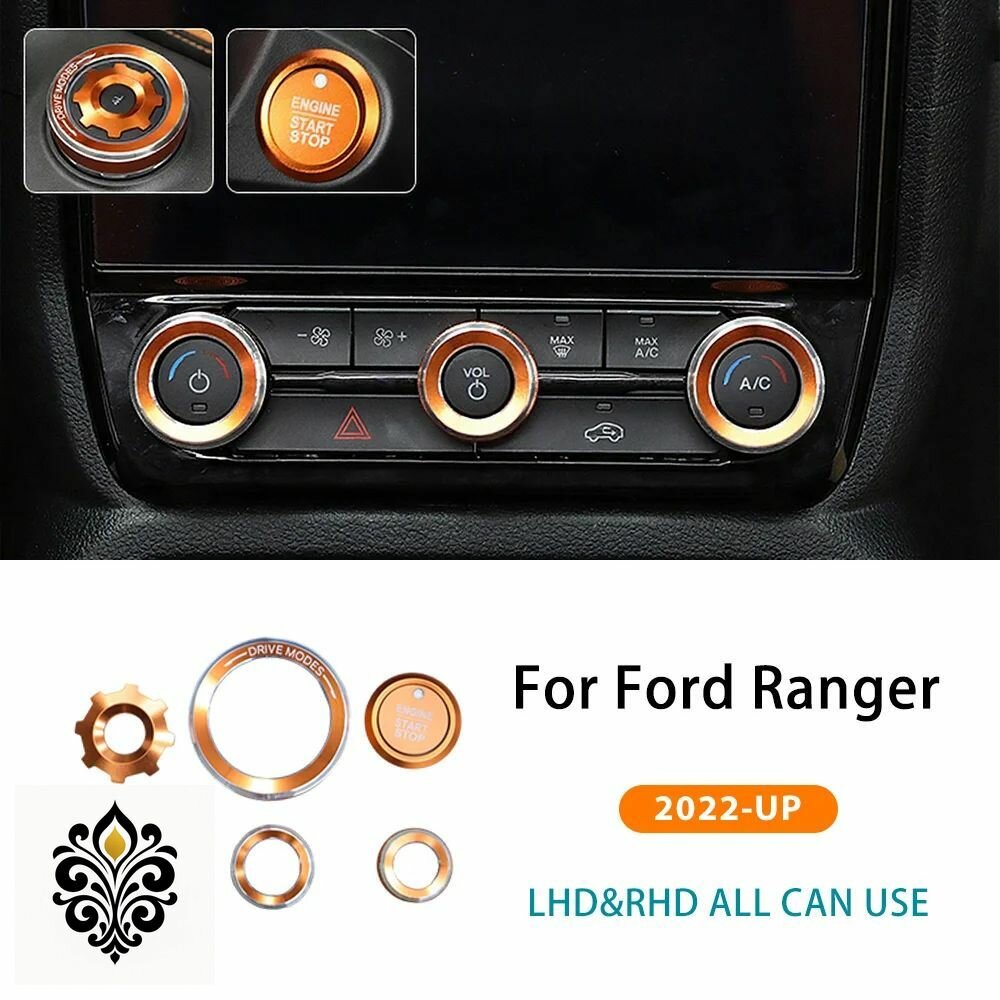 Декоративный комплект накладок на кнопки из алюминиевого сплава для Ford Ranger T9 2022 2025