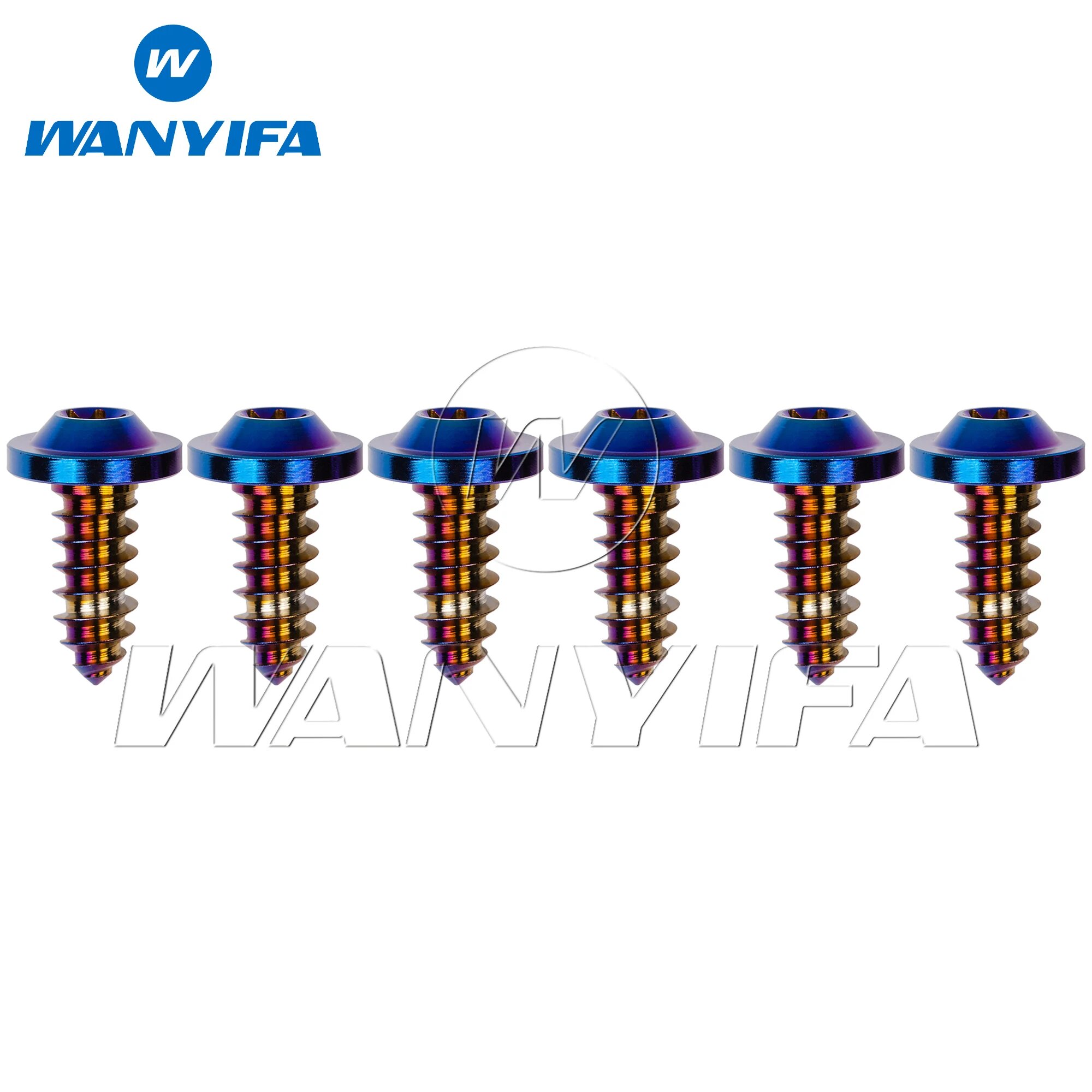 Титановые болты Wanyifa, 6 шт, M4/M5/M6x15, Torx Burn Blue(PVD), M5x15mm