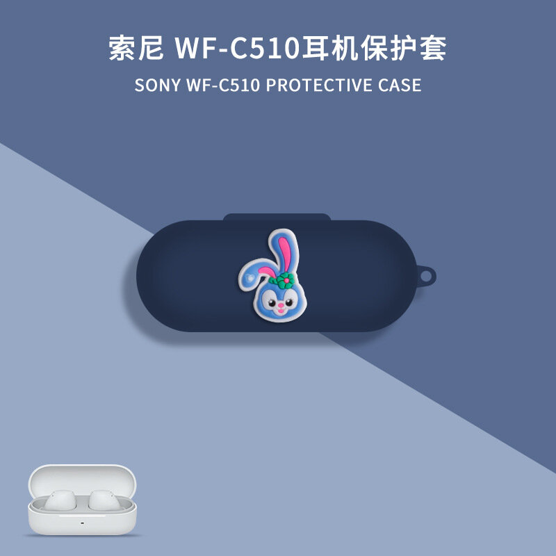 Chekhol dlya Sony WF-C510 siniy s fioletovym krolikom