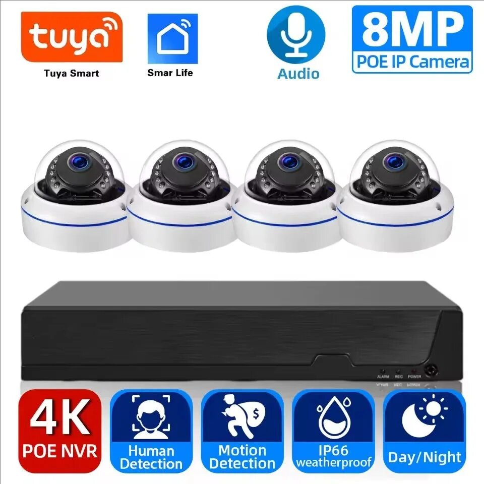 WOUWON 8MP 5MP POE PZT Куполъный наружный 4CH 8CH NVR DVR Видеорегистратор Система видеонаблюдения H.265 Камера видеонаблюдения CCTV