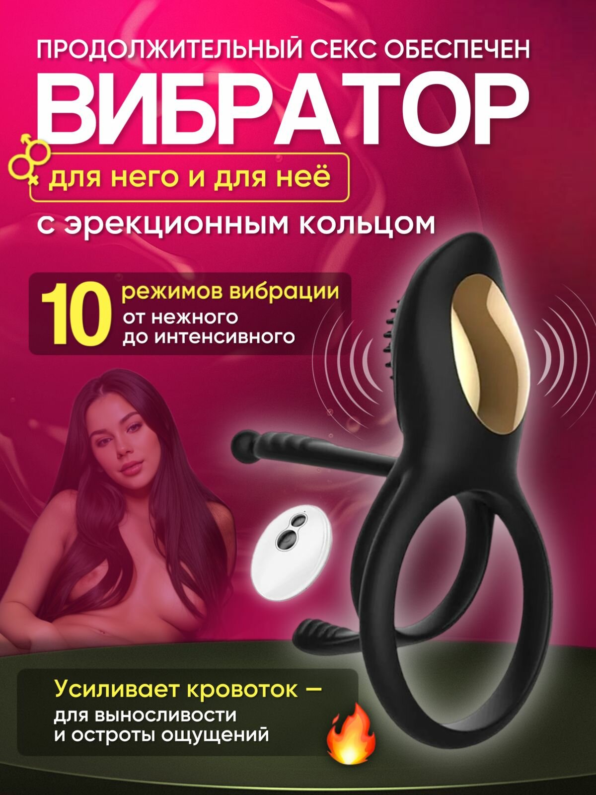 Эрекционное кольцо для мужчин с вибрацией на член