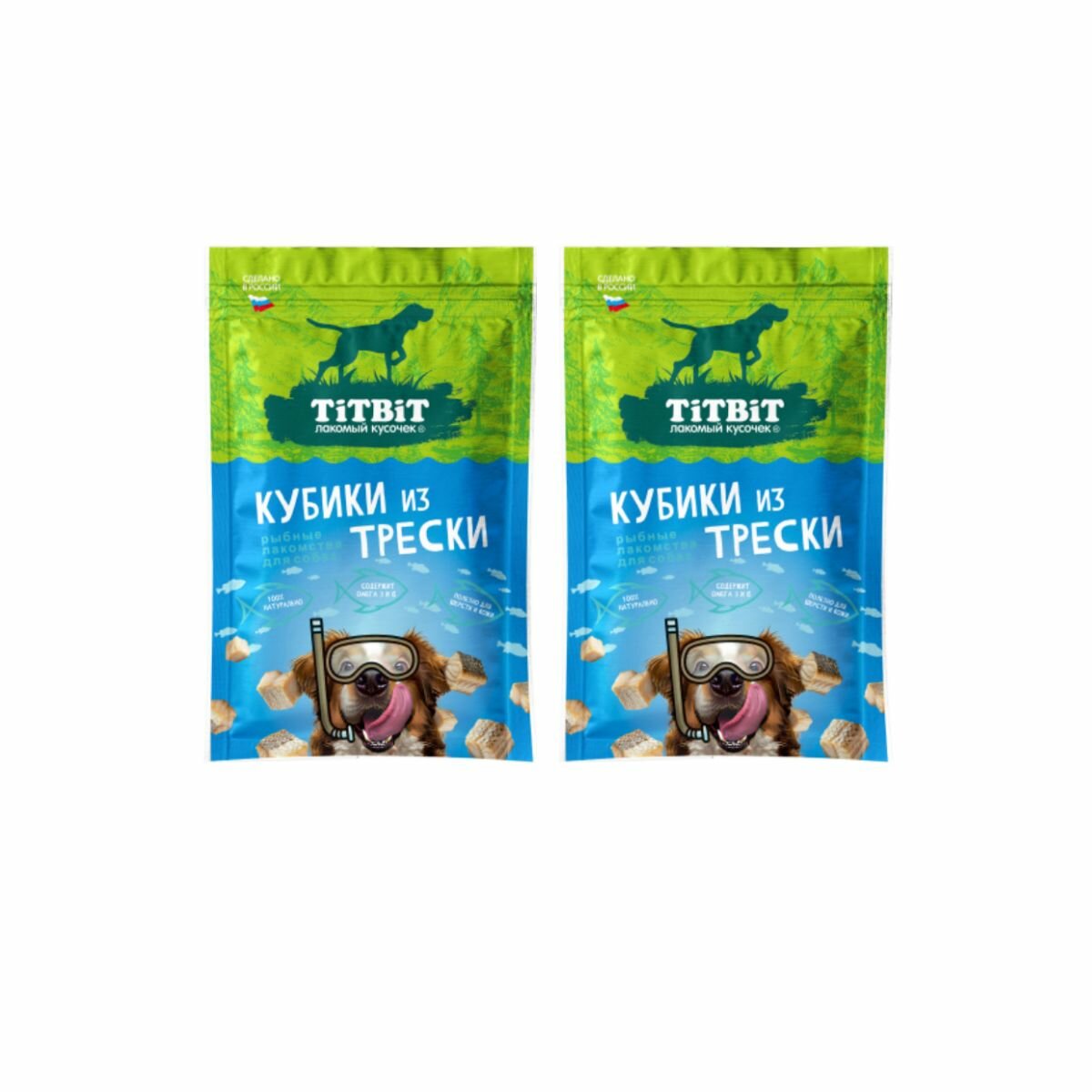 Titbit Лакомства для собак, Кубики из трески, 80 гр, 2 уп.