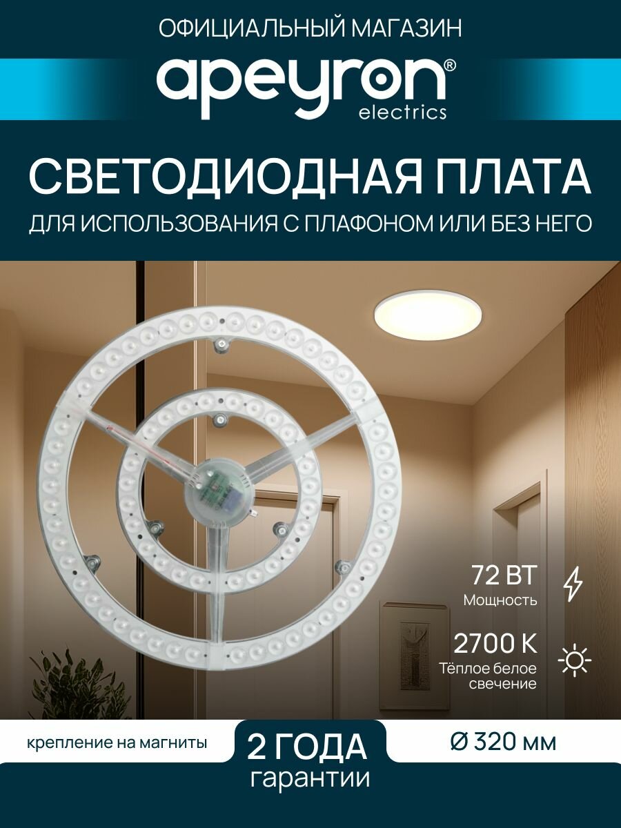 Светодиодный модульсо встроенным драйвером 72Вт, 2700К, IP20, d-320мм