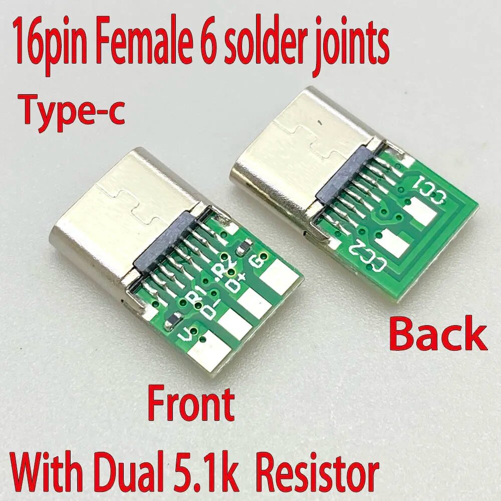 Разъемы USB Type-C HBXINTAO 10PCS, 16pin With CC1 CC2
