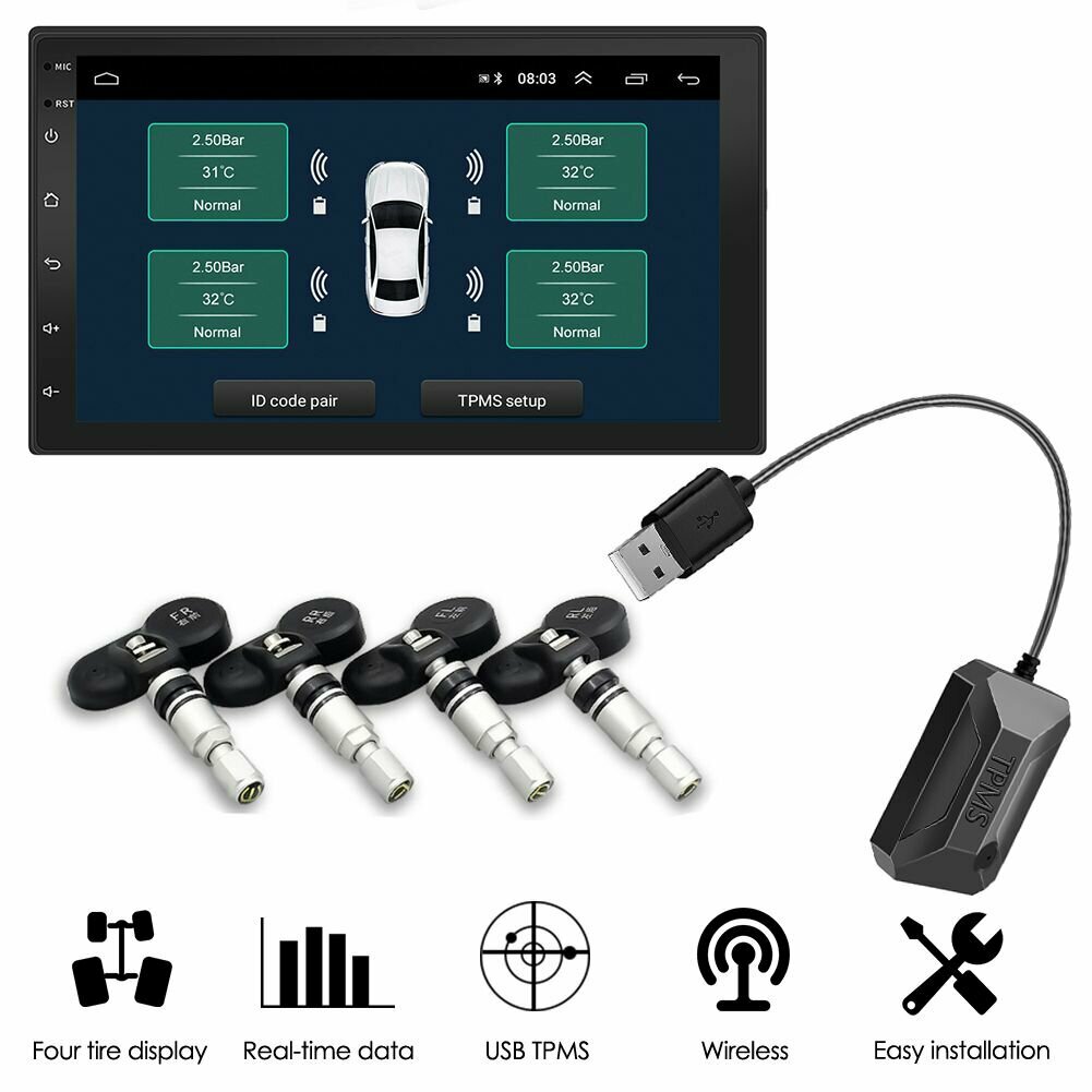 USB 3.0 TPMS для Android втомобильная стереосистема USB-система контроля давления в шинах
