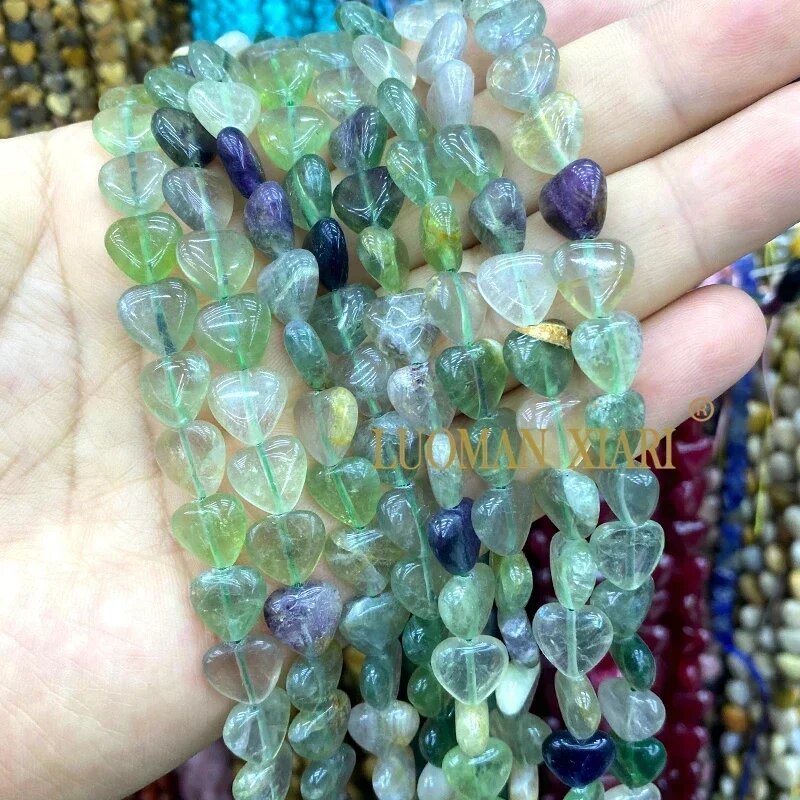 Бусины флюорит сердце 10 мм, цвет fluorite