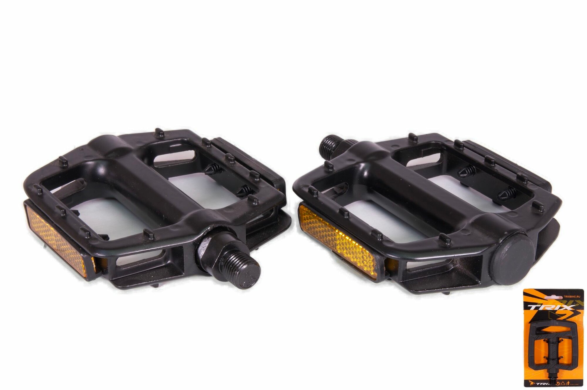 Педали TRIX PLATFORM PD-TX-P817-1x2-BK алюминиевые, 107x98мм, резьба 1/2", с шипами, черные