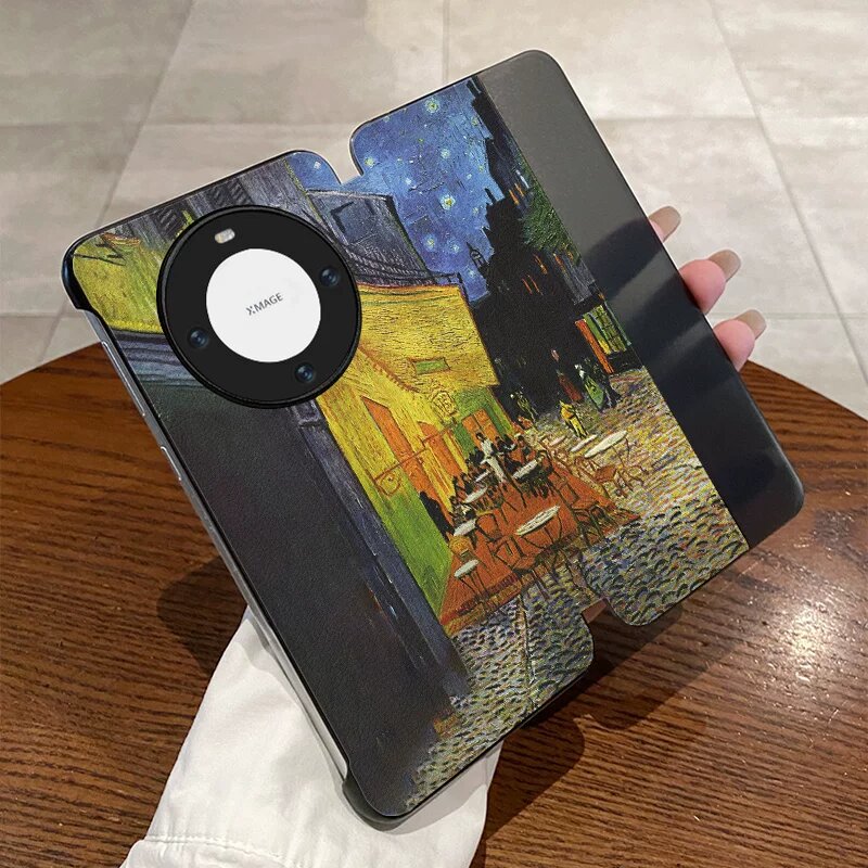 Huawei Mate 50 Pro Flip-чехол с рисунком Кофе Сидение, узкий полный защитный чехол для моделей Pro