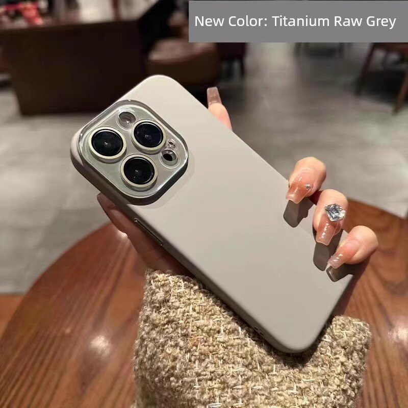 Чехол для iPhone 17 Pro с полной защитой, кристаллическое стекло и матовая отделка в титаново-натуральном цвете для
