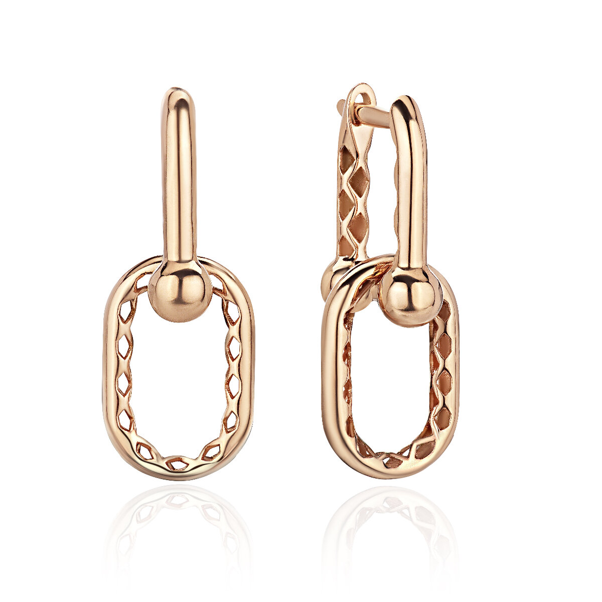 Серьги конго, красное золото, 585 проба