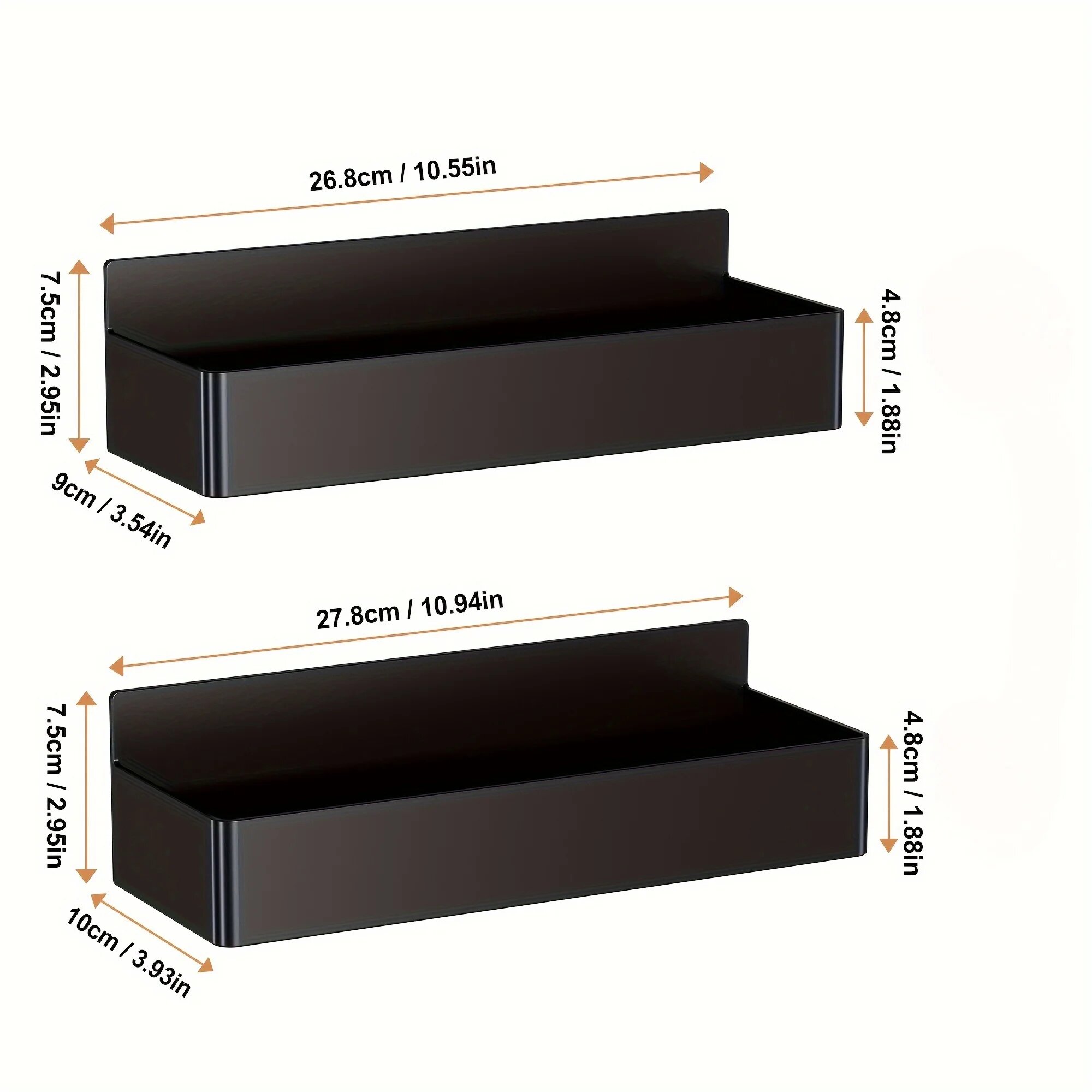 Магнитная полка для кухни и ванной (2 шт./4 шт.) Black-2pcs