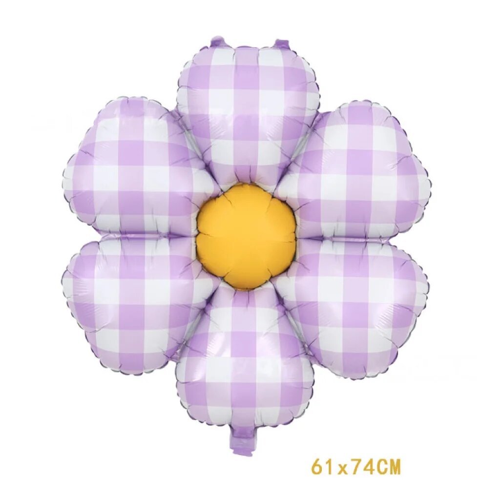Фольгированные шары-ромашки в клетку 29 дюймов (1/3 шт.) Фиолетовый, purple, 1pc