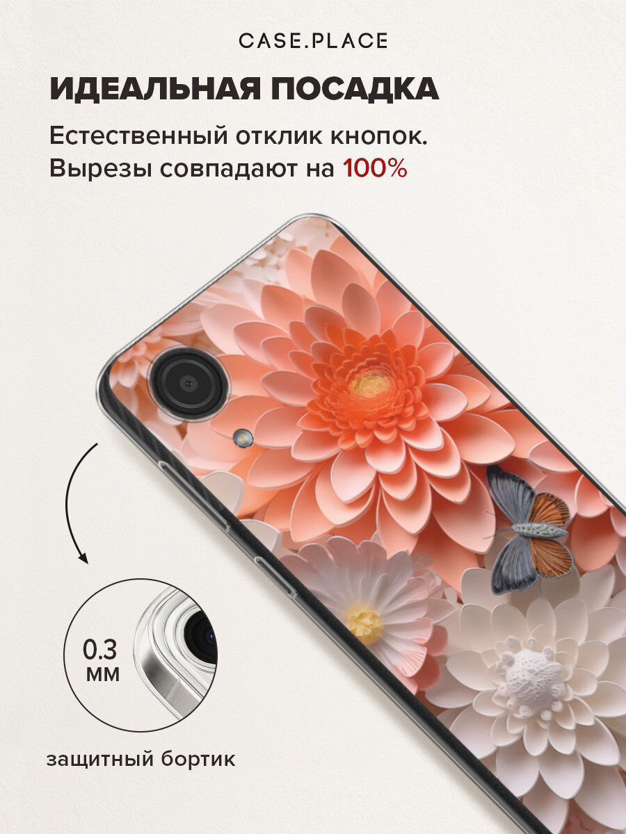 Чехол на Samsung Galaxy A03 Core / Самсунг Галакси А03 Core с принтом "Бумажные цветы" — фото 1