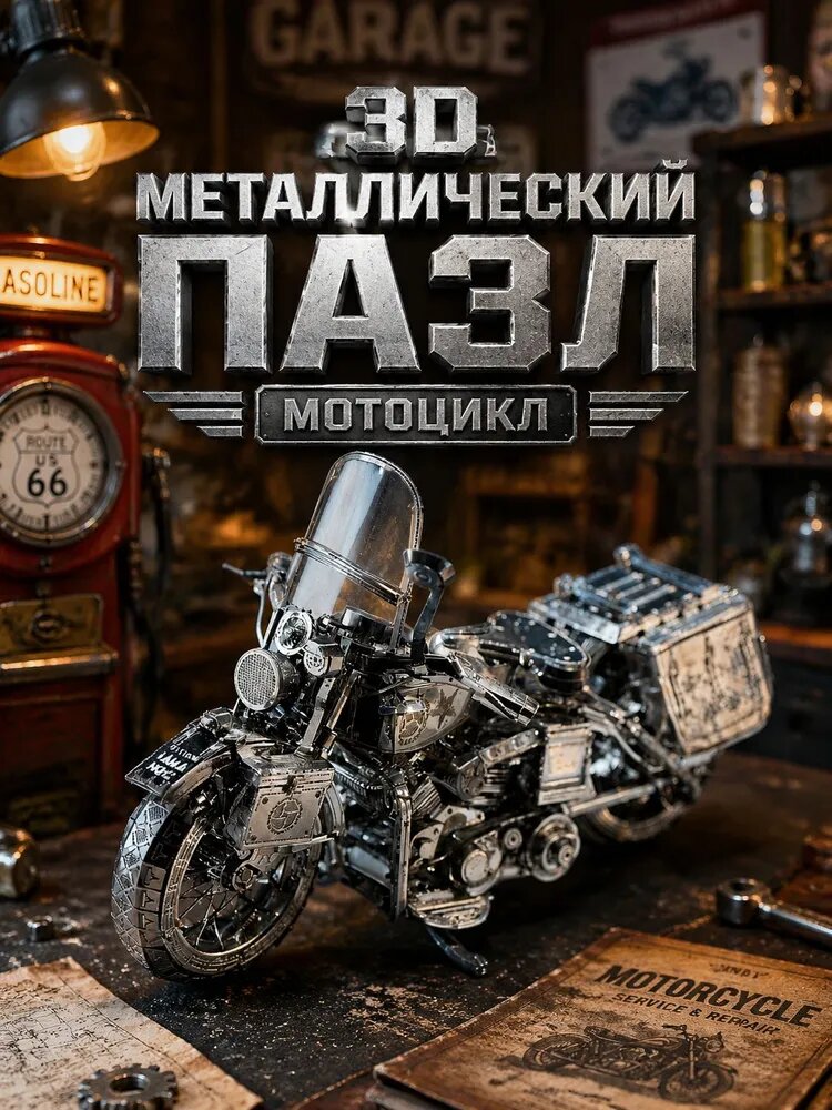 Металлический 3D пазл, сборная модель классического мотоцикла
