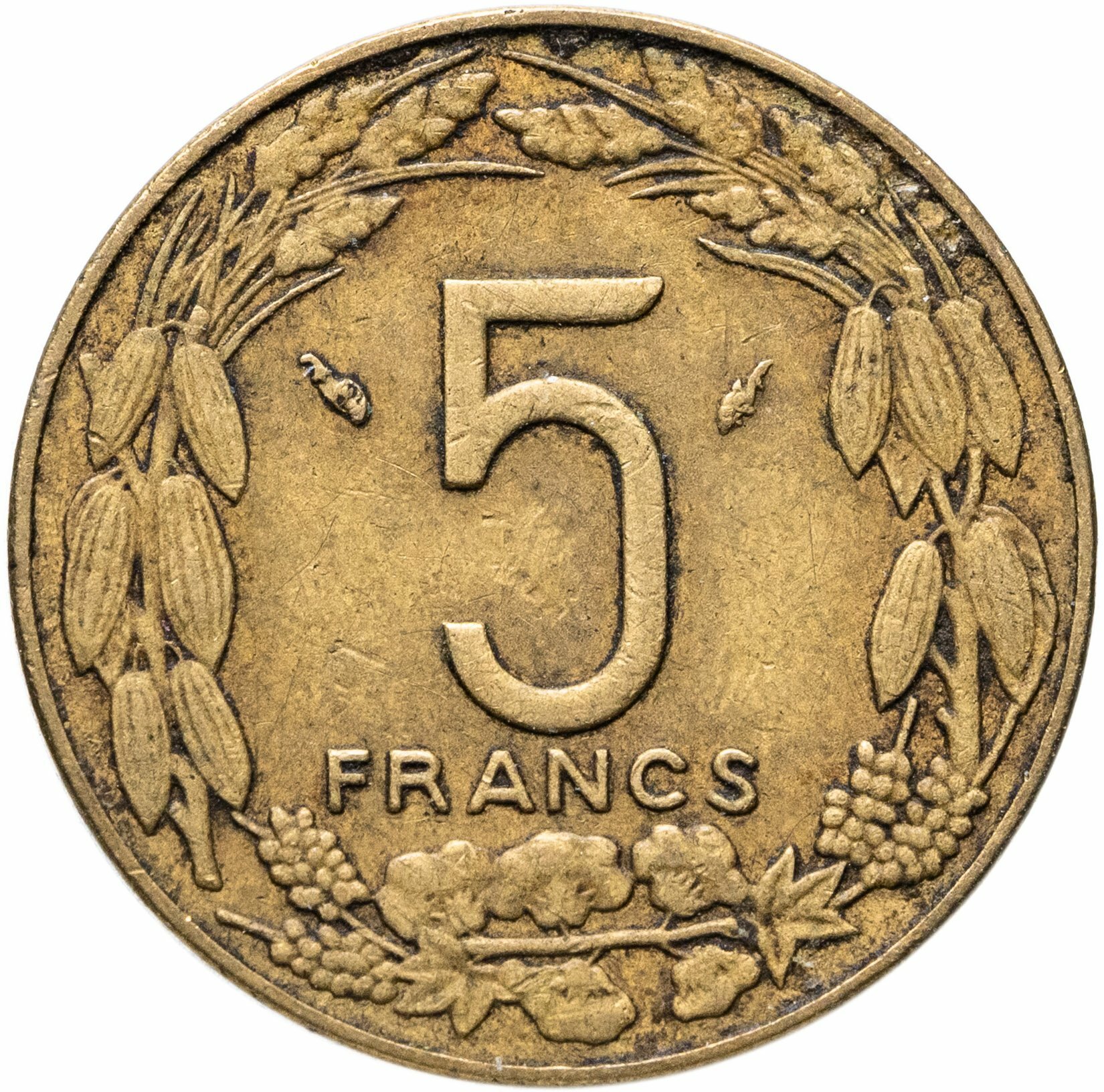 Центральная Африка BEAC 5 франков francs 1976, Бронза, в сохранности VF-XF