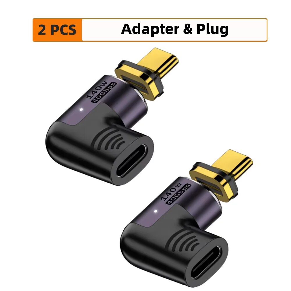 Магнитный адаптер USB4.0 Thunderbolt3 USB-C на Type-C 140W Model CW 2Pc Adapter