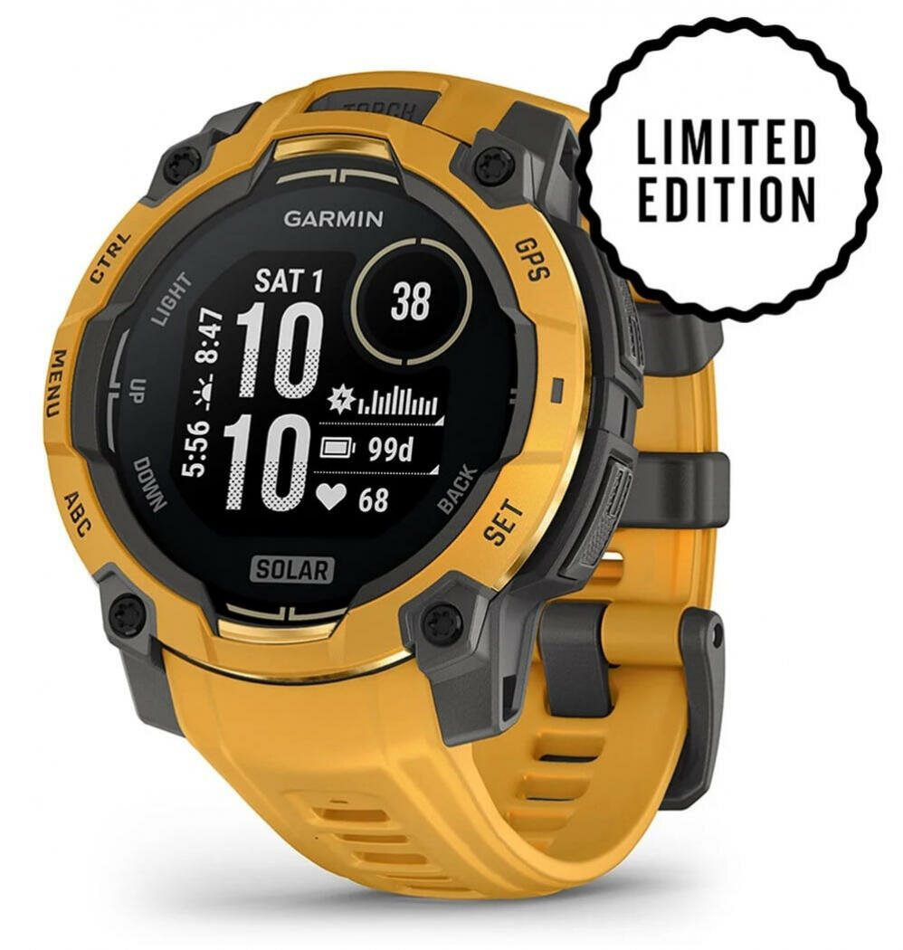 Часы Garmin Instinct 3, 45mm, Solar Sunburst with sunburst/grey silicone band (010-02934-02)