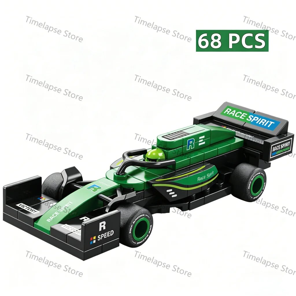 Конструктор гоночной машины из пластика Зеленый, no Box 68pcs