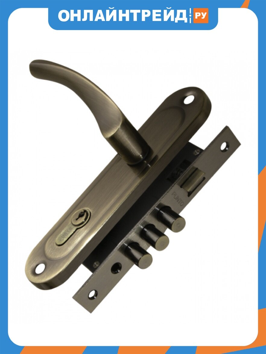 Замок цилиндровый в комплекте с ручкой Punto LOCKSET15. CRONA.4061-3 (KIT P15 4061/3 CRONA ) AB бронза