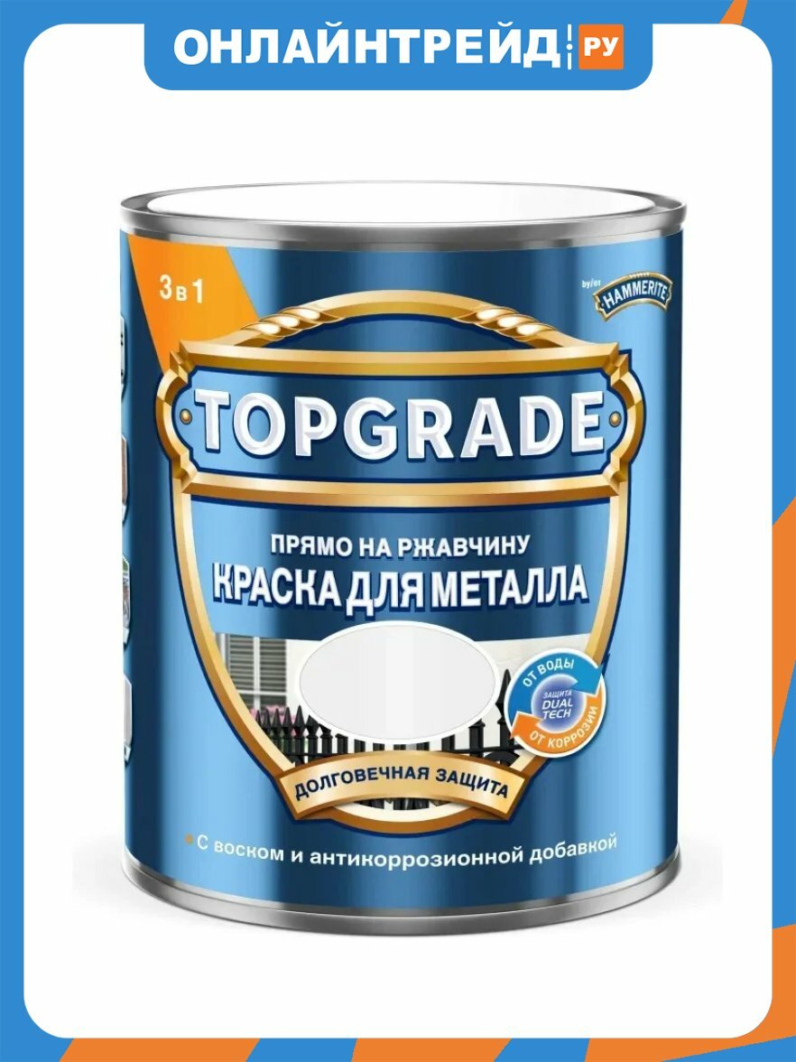 Краска Topgrade для металла гладкая глянцевая темно-серая RAL 7016 2л