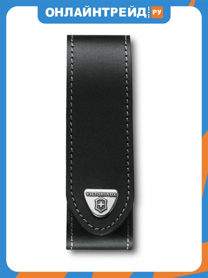 Чехол на ремень Victorinox для ножей RangerGrip 130 мм, на липучке, кожаный, 35x40x140 мм, чёрный