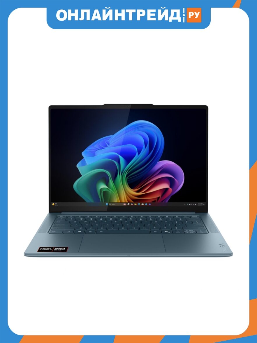 Ноутбук Lenovo Yoga Pro 7 14ASP10 14.5" 3K OLED 90Hz 500nits Ryzen AI 9 365(2.0ГГц), 32Гб LPDDR5x, SSD 1Тб, Radeon 880M, Win11Pro, Tidal Teal (83LX0