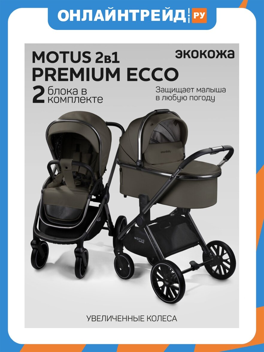 Коляска 2 в 1 Amarobaby Motus Premium Ecco серый