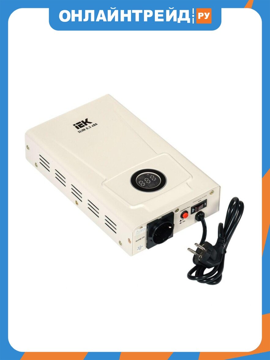 Стабилизатор напряжения Iek 1ф 0.5кВА SLIM настенный, IVS22-1-D05-09