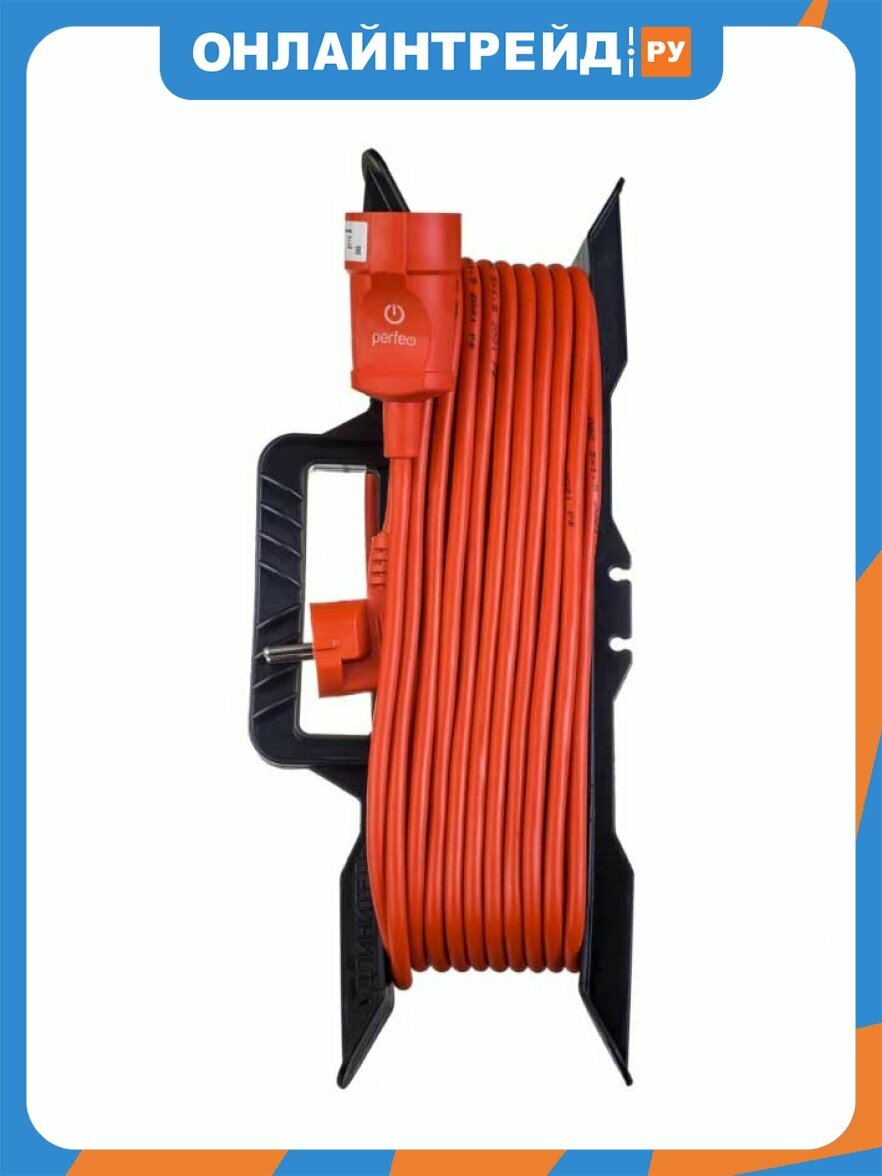 Удлинитель на рамке Perfeo с заземлением "RU POWER"10м 1гн 16А ПВС 3х1,5 оранжевый (PF_C3281)