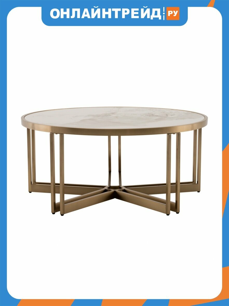 Столик журнальный Stool Group Алиада 90*90 , светлая керамика, сталь шампань