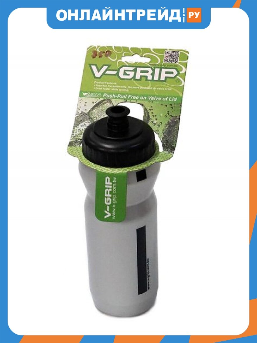 Фляга V-grip V-AK750,750мл, пластик, с силик. клапаном, открытие одной рукой, серый\черный