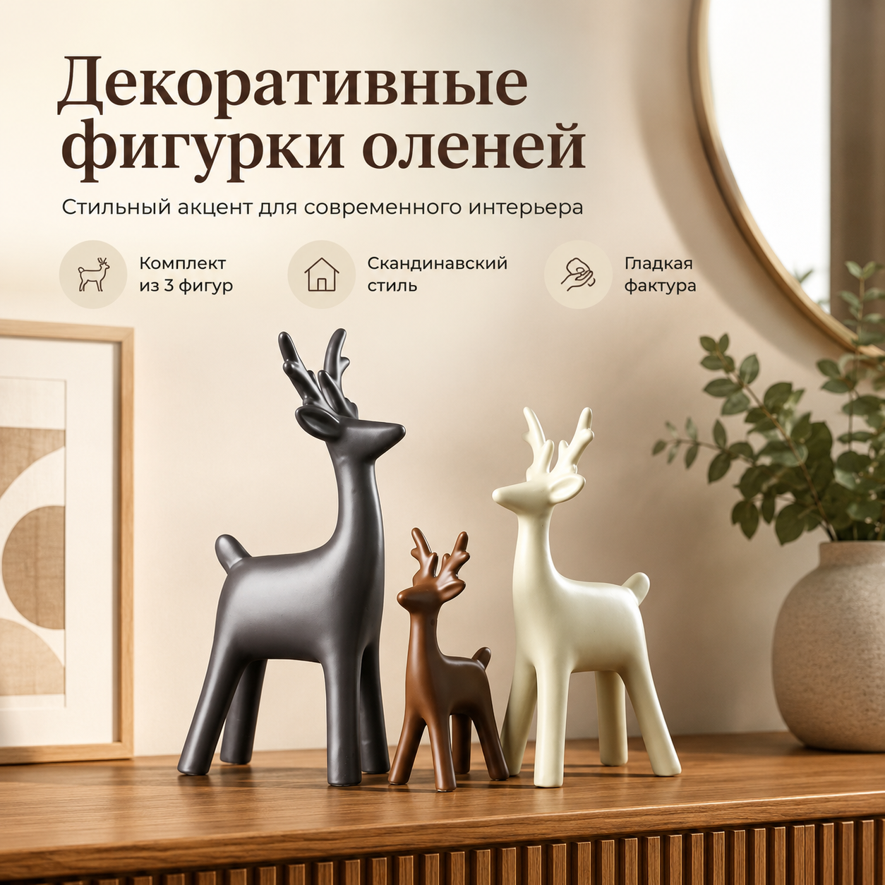 Керамическая статуэтка оленя, новый скандинавский декор для дома
