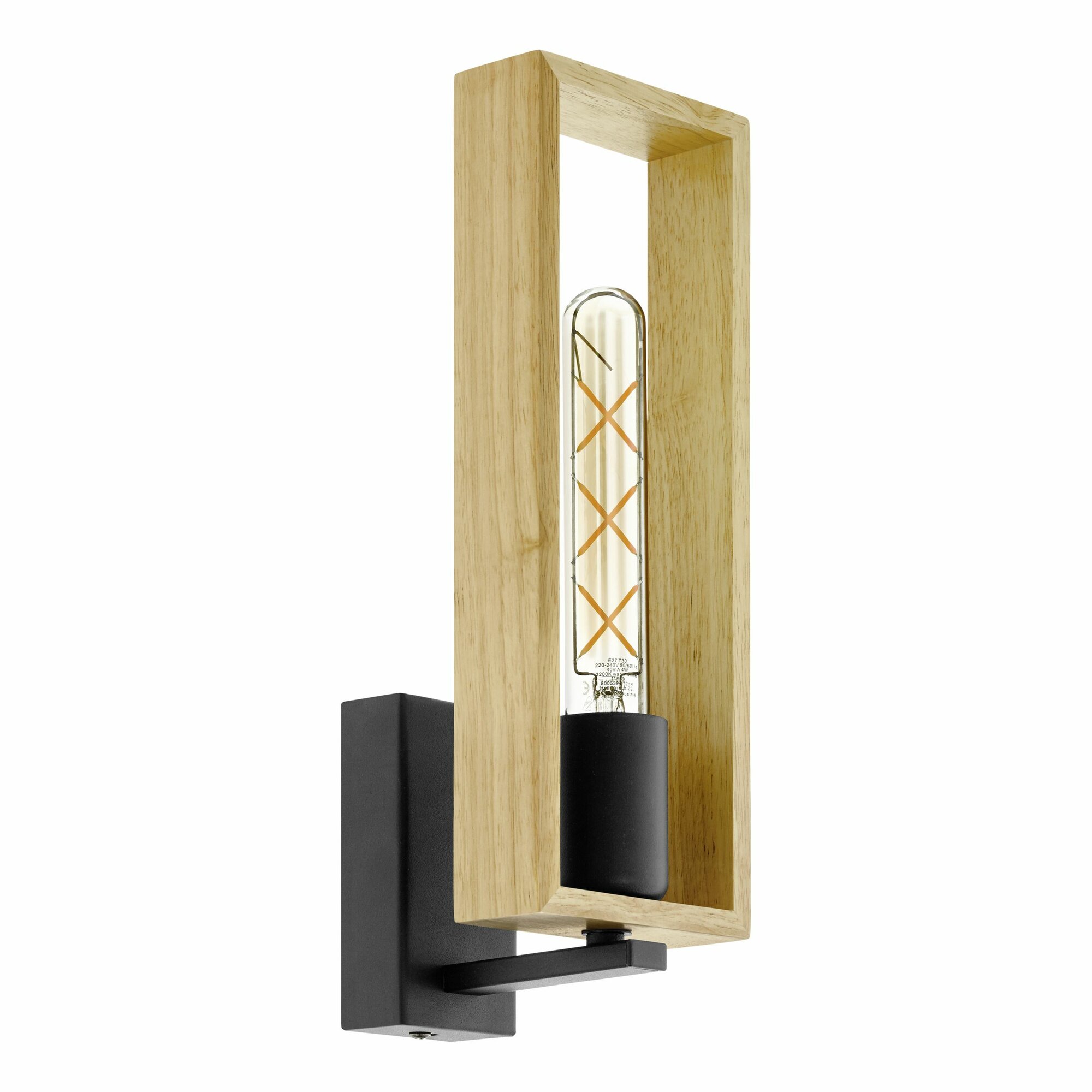 Бра EGLO littleton, 1x40we27, l110, h330, a115, сталь, дерево, черный