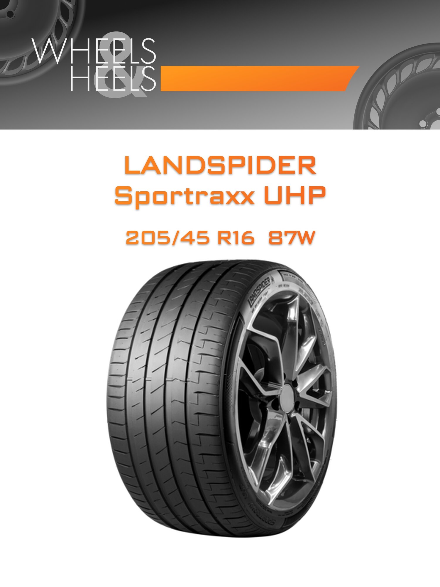 Шина автомобильная Landspider Sportraxx UHP 205/45 R16 87W XL SUMMER, летняя, универсальная