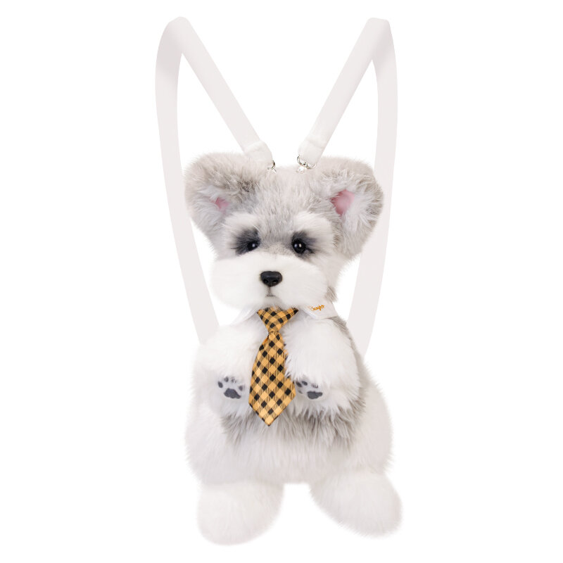 Рюкзак-игрушка унисекс Chongker Schnauzer Backpack-Plaid Tie Style, 45 см