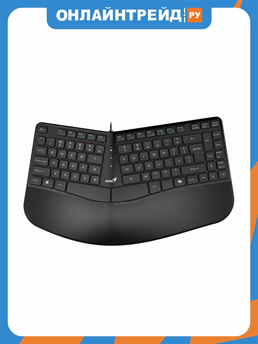 Эргономичная проводная клавиатура с подставкой для запястий Genius Ergo KB-700 черная (31310053402)