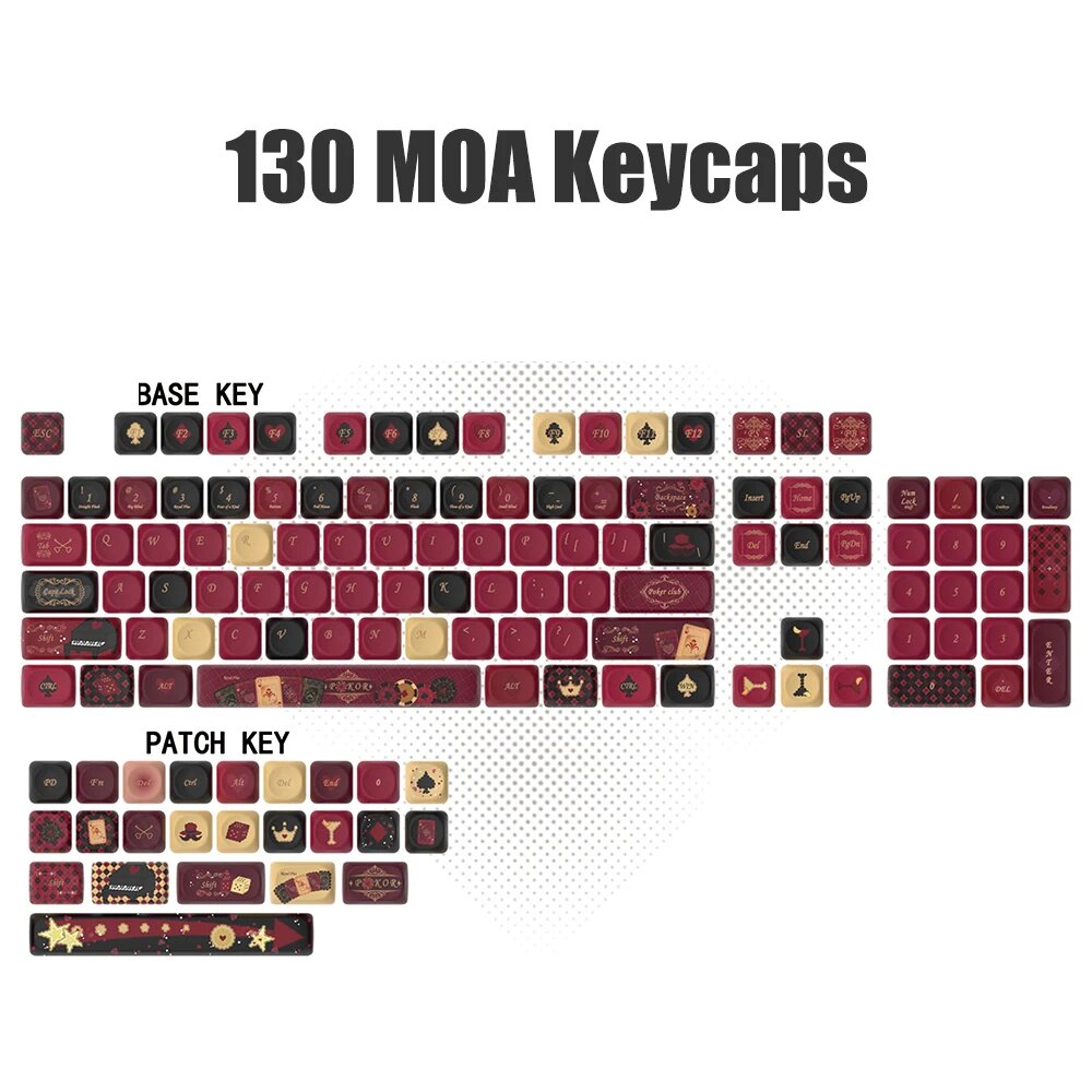 Wine Red Custom Keycaps MOA PBT 130 Keys