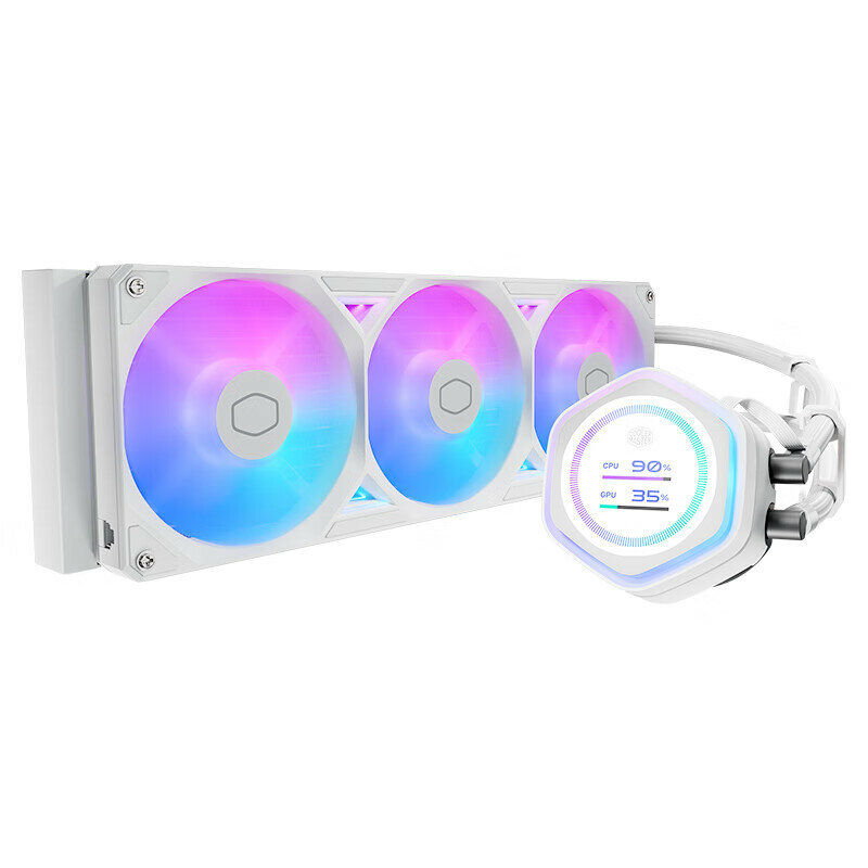 CoolerMaster Ice God G360 Dragon Shadow 2nd Gen White ARGB CPU Liquid Cooler с 2.1-дюймовым LCD-дисплеем и
