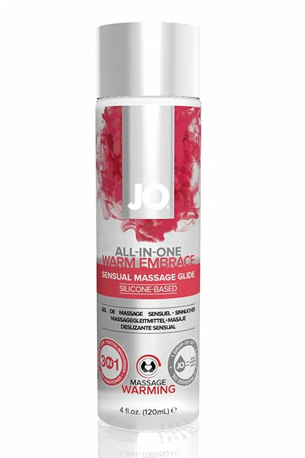 Согревающая гель-смазка JO All-In-One Massage Glide–Warming на силиконовой основе, 120 мл