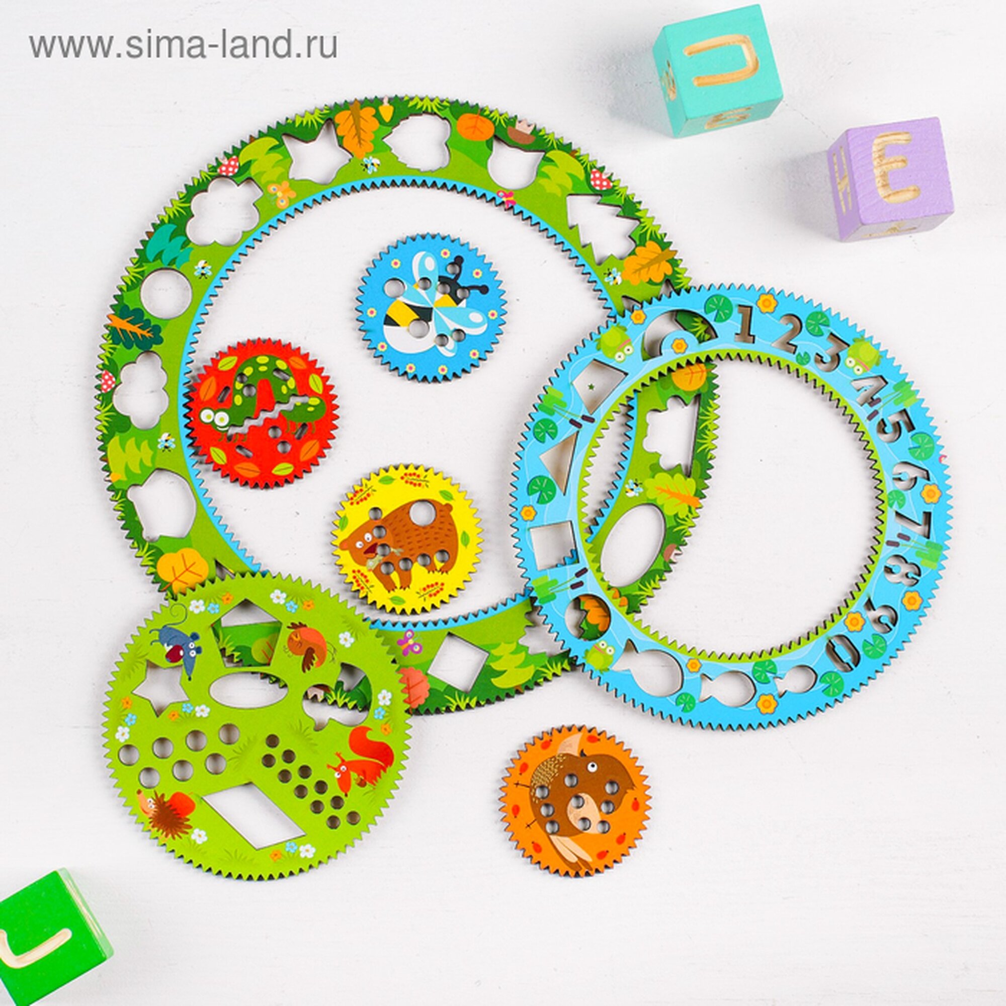 Спирограф WoodLandToys "Лес", дерево, для развития моторики, воображения и координации — фото 1